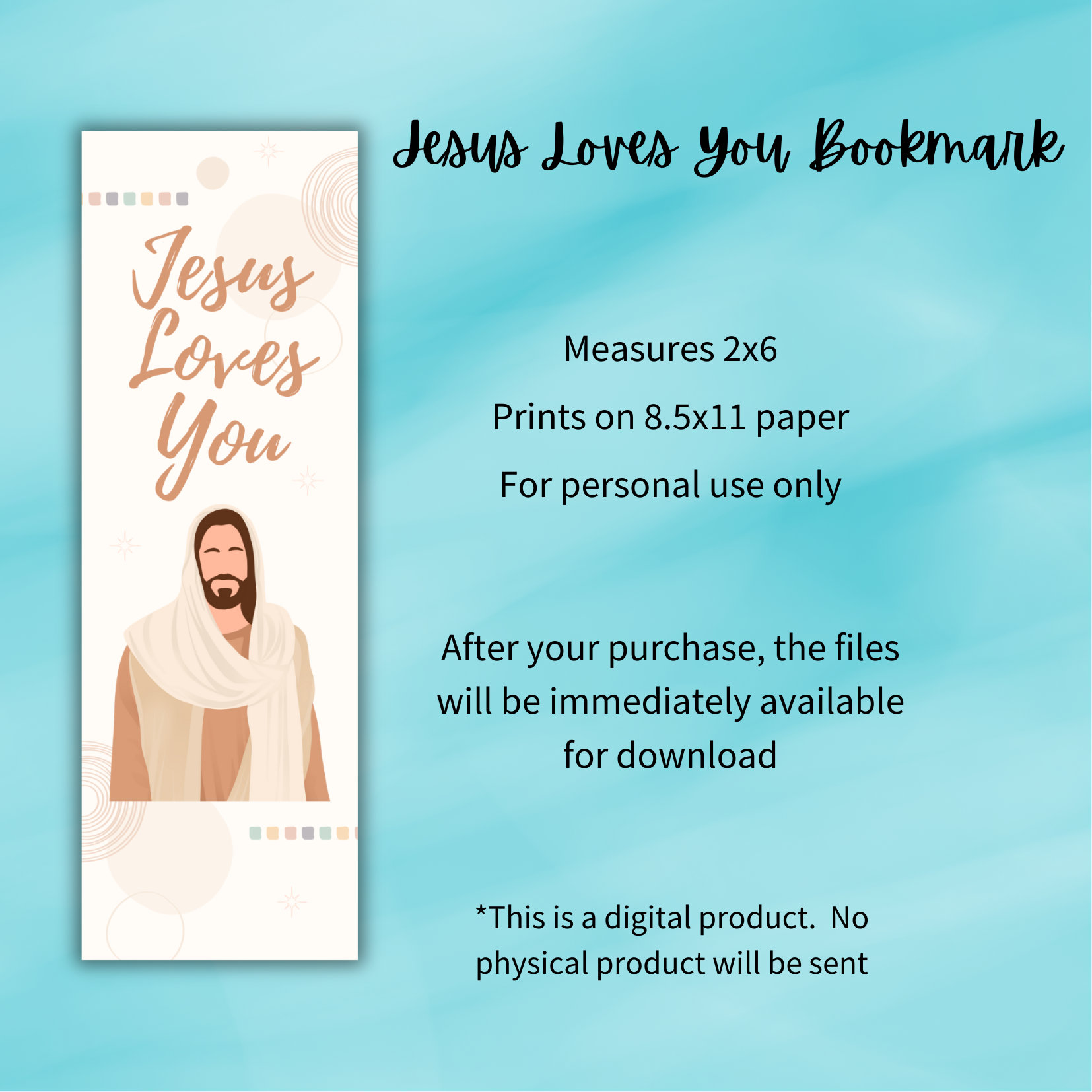 Jesus Loves You, Printable Bookmark, Digital, Christian, Religious ...