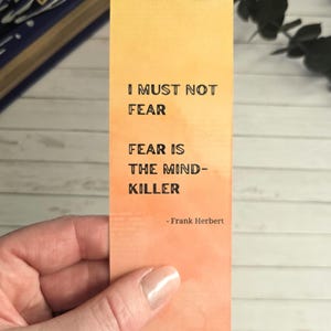 Dune Bookmark, Book Inspired, Movie Inspired, Paul Atreides, Fear is ...