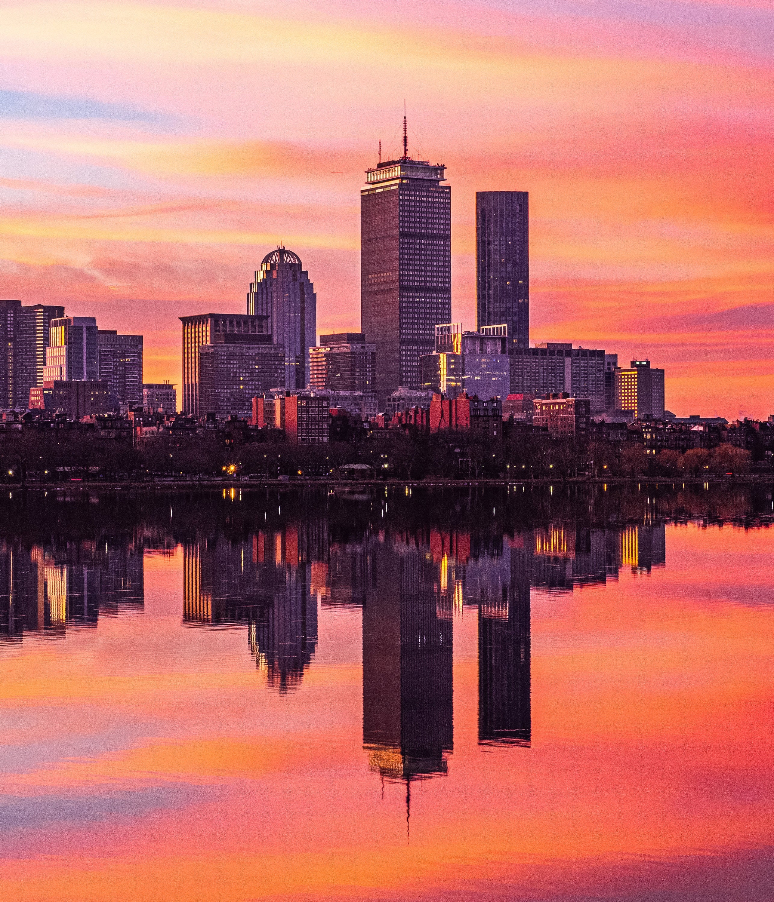 Boston Skyline Photo Print: Charles River Sunrise, Prudential Center ...