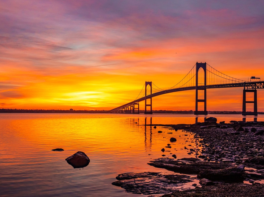 Newport Pell Bridge Seascape Photo Print: Rhode Island Coastal Wall Art ...