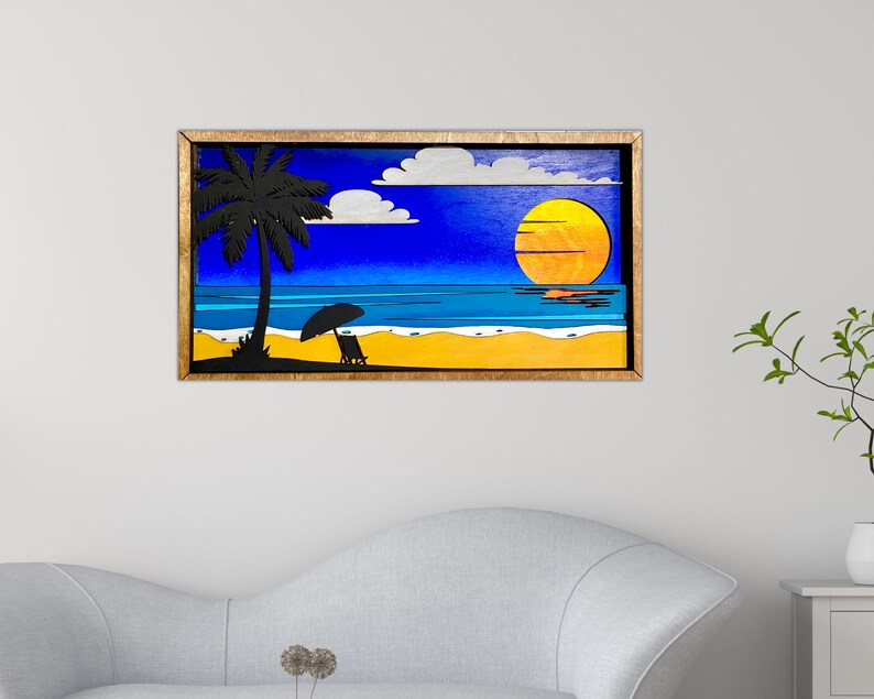 Multilayered Laser Cut File Beach 2 Files in One Pack Beach Sunset Palm ...