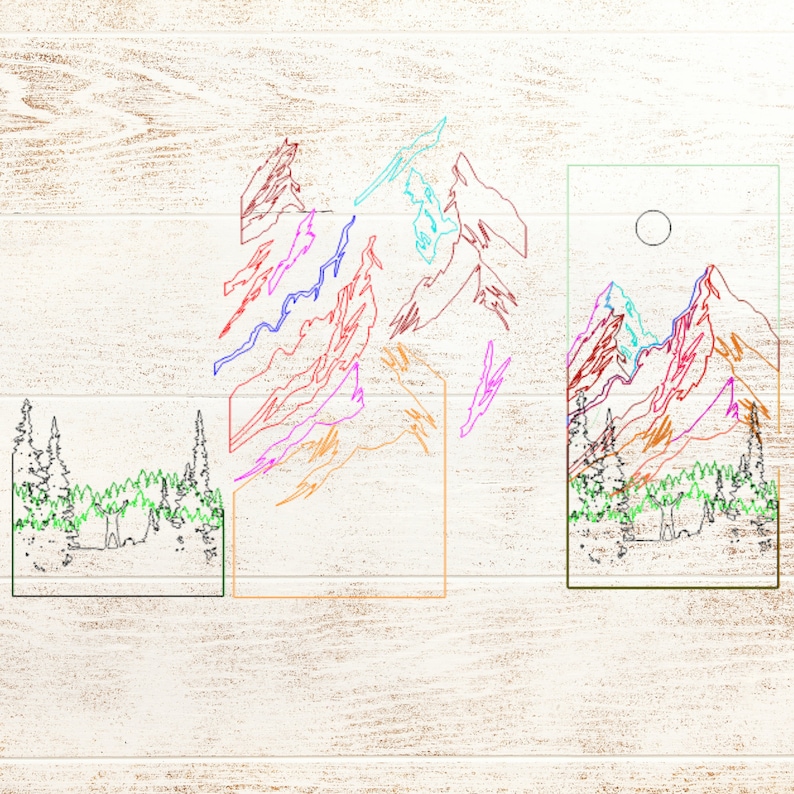 Mountain Landscape Night Quilt Laser Ready File, Mountain Wood Intarsia ...