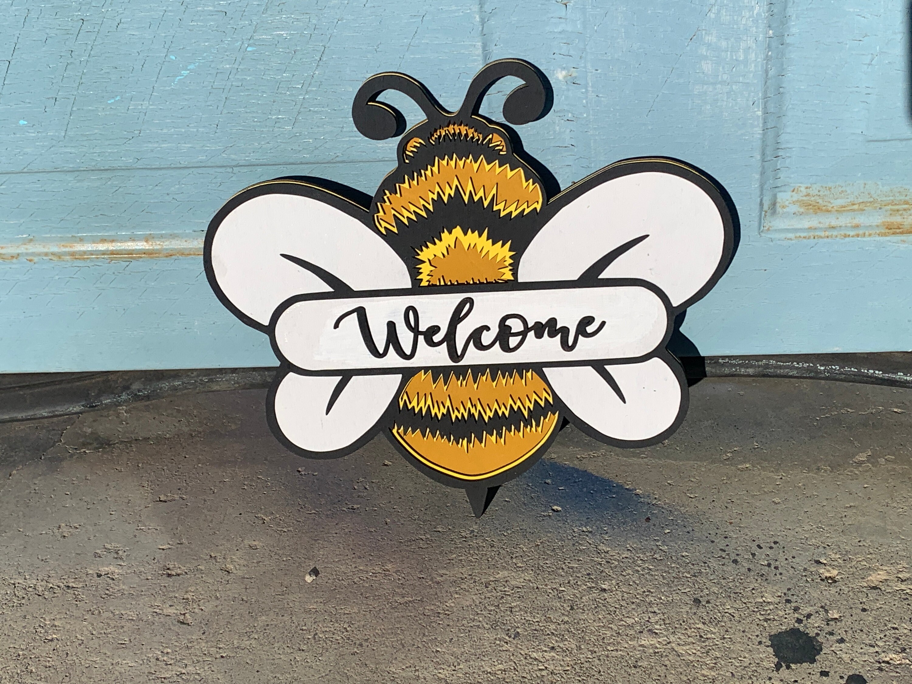 Bee Sign, Bee Laser Cut File, Bee Welcome Sign, Honey Bee Door Hanger ...