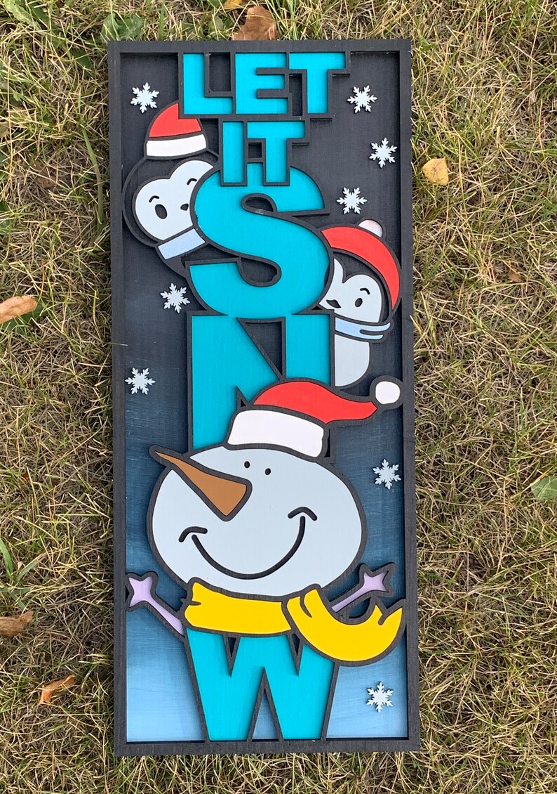 Christmas Snowman Porch Leaner Porch Sign Laser Cut File With Snowman ...