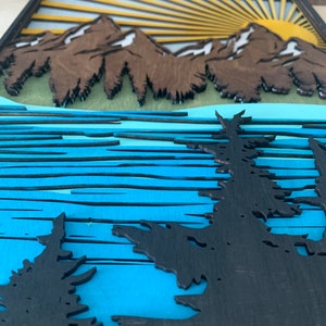 Multilayered Mountains Lake Pine Trees Laser Cut File, Multilayered ...