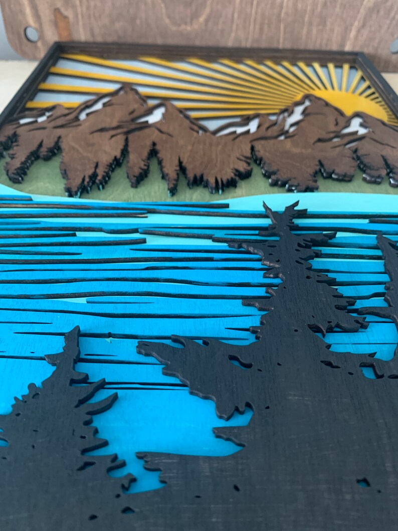 Multilayered Mountains Lake Pine Trees Laser Cut File, Multilayered ...