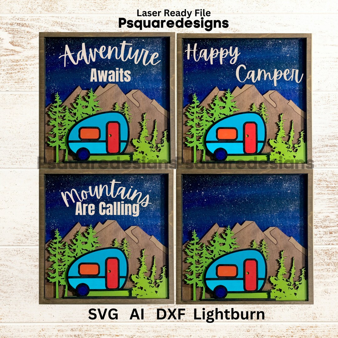 Happy Camper Laser Cut File, Adventure Awaits Laser Ready File, Camper ...