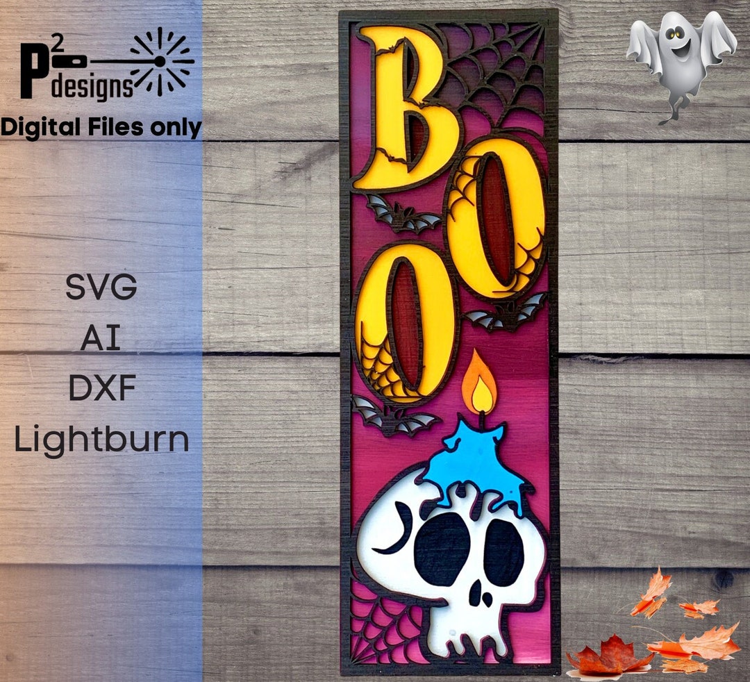 Halloween Multilayered Porch Sign SVG Ghost Boo Sign With Candle Porch ...