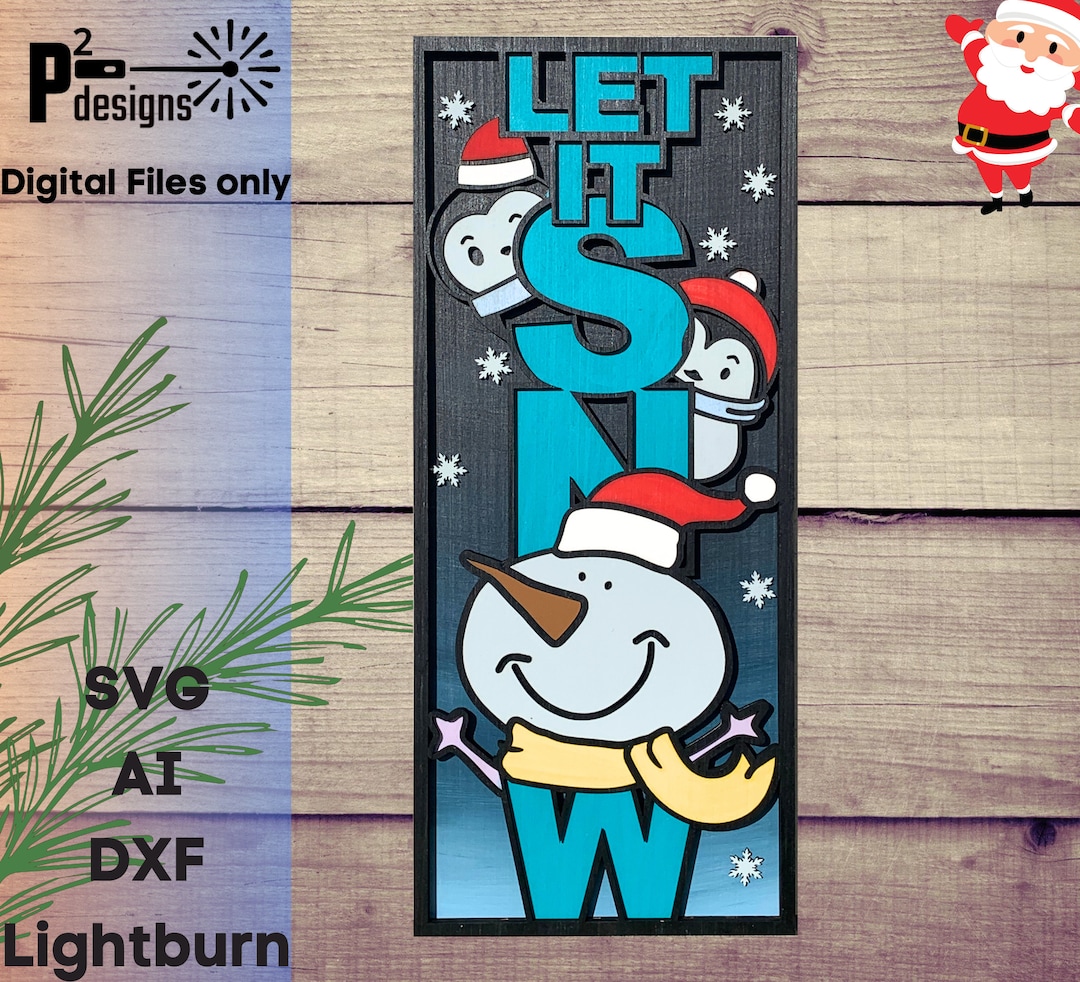 Christmas Snowman Porch Leaner Porch Sign Laser Cut File With Snowman ...