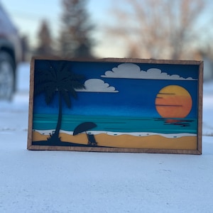 Multilayered Laser Cut File Beach 2 Files in One Pack Beach Sunset Palm ...