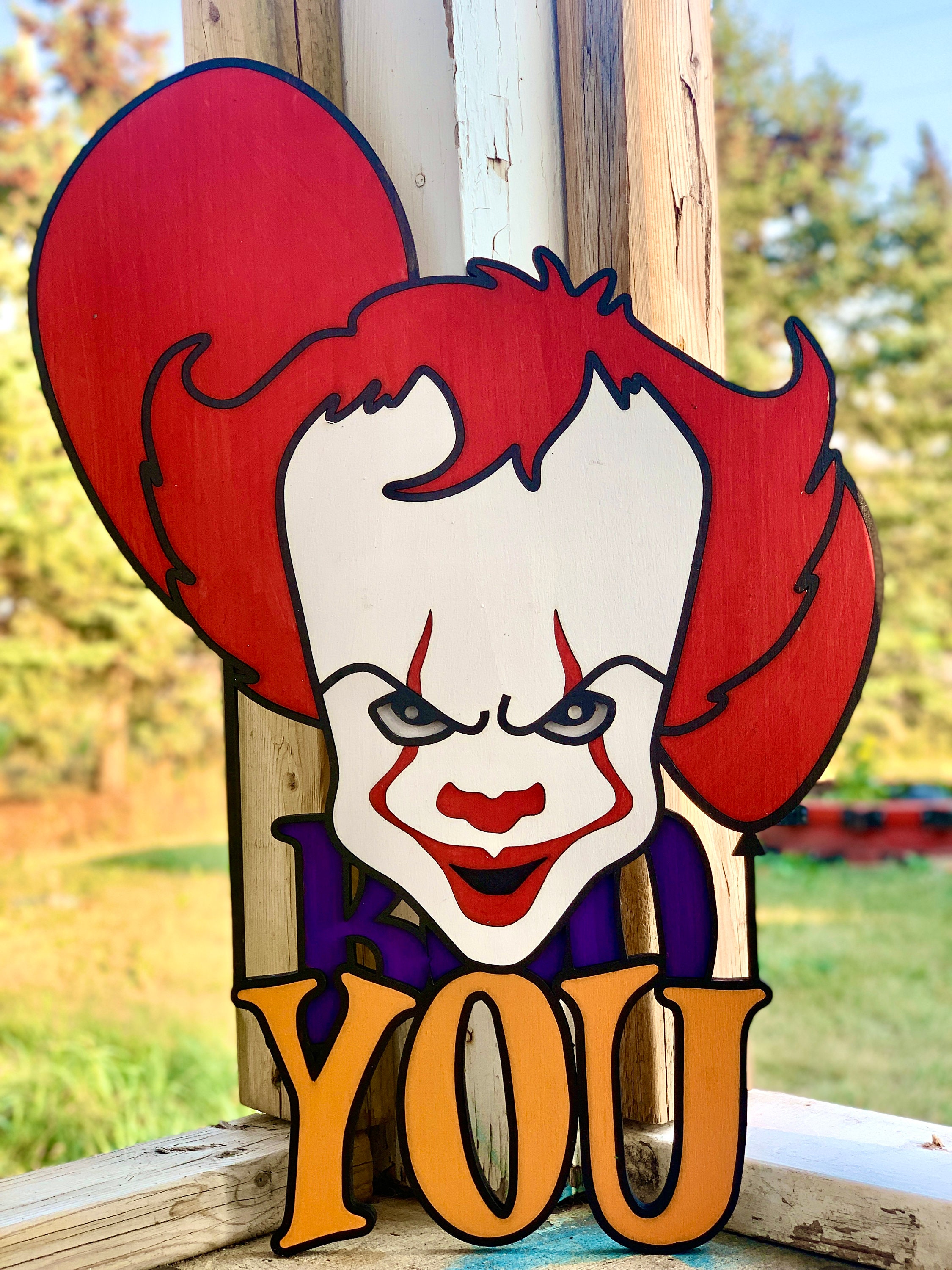 Scary Clown Boo You Sign Door Hanger SVG Laser Ready File Boo Halloween ...