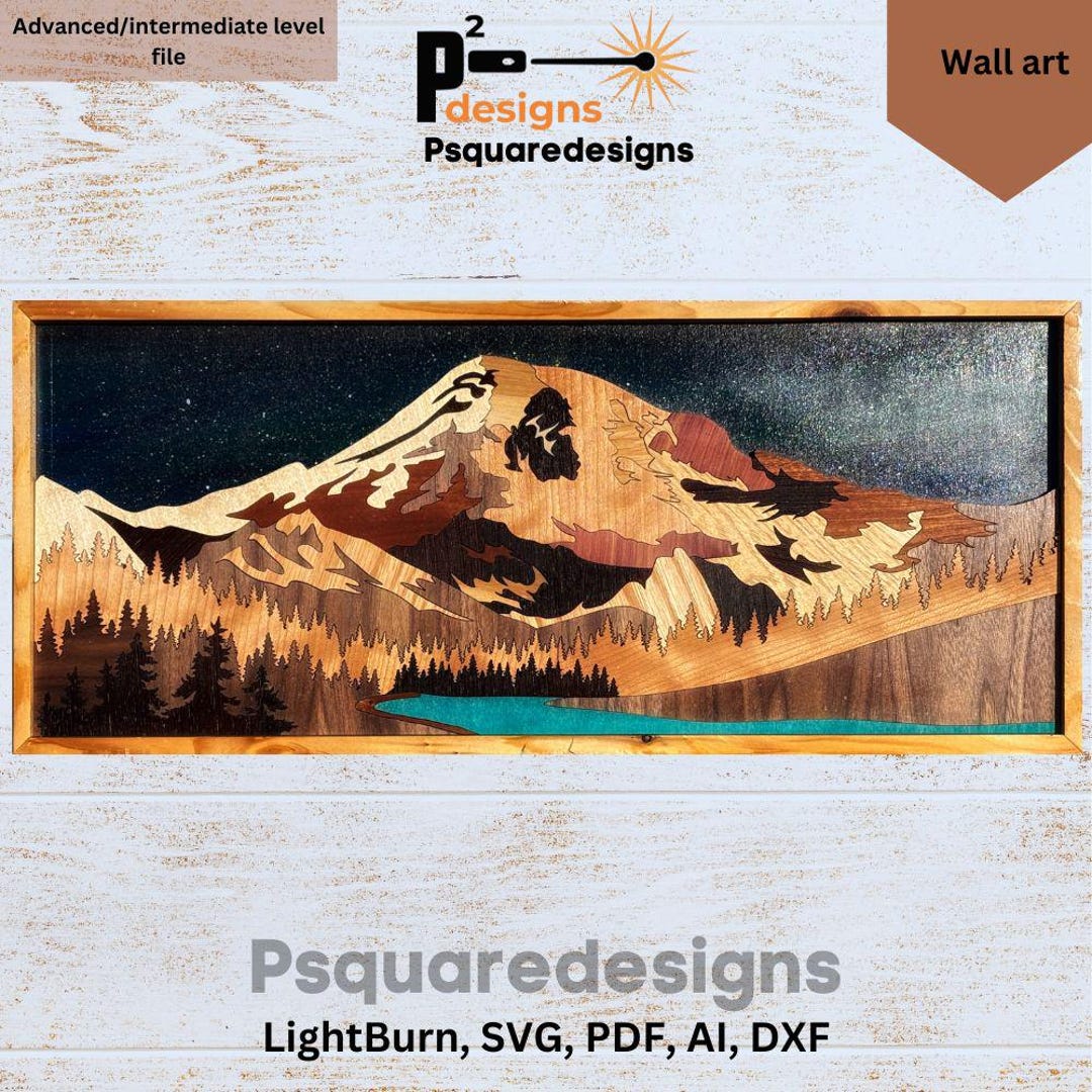 Mount Rainier SVG , Mt. Rainier Laser Cut File, Mountain Trees Laser ...