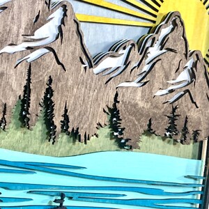 Multilayered Mountains Lake Pine Trees Laser Cut File, Multilayered ...