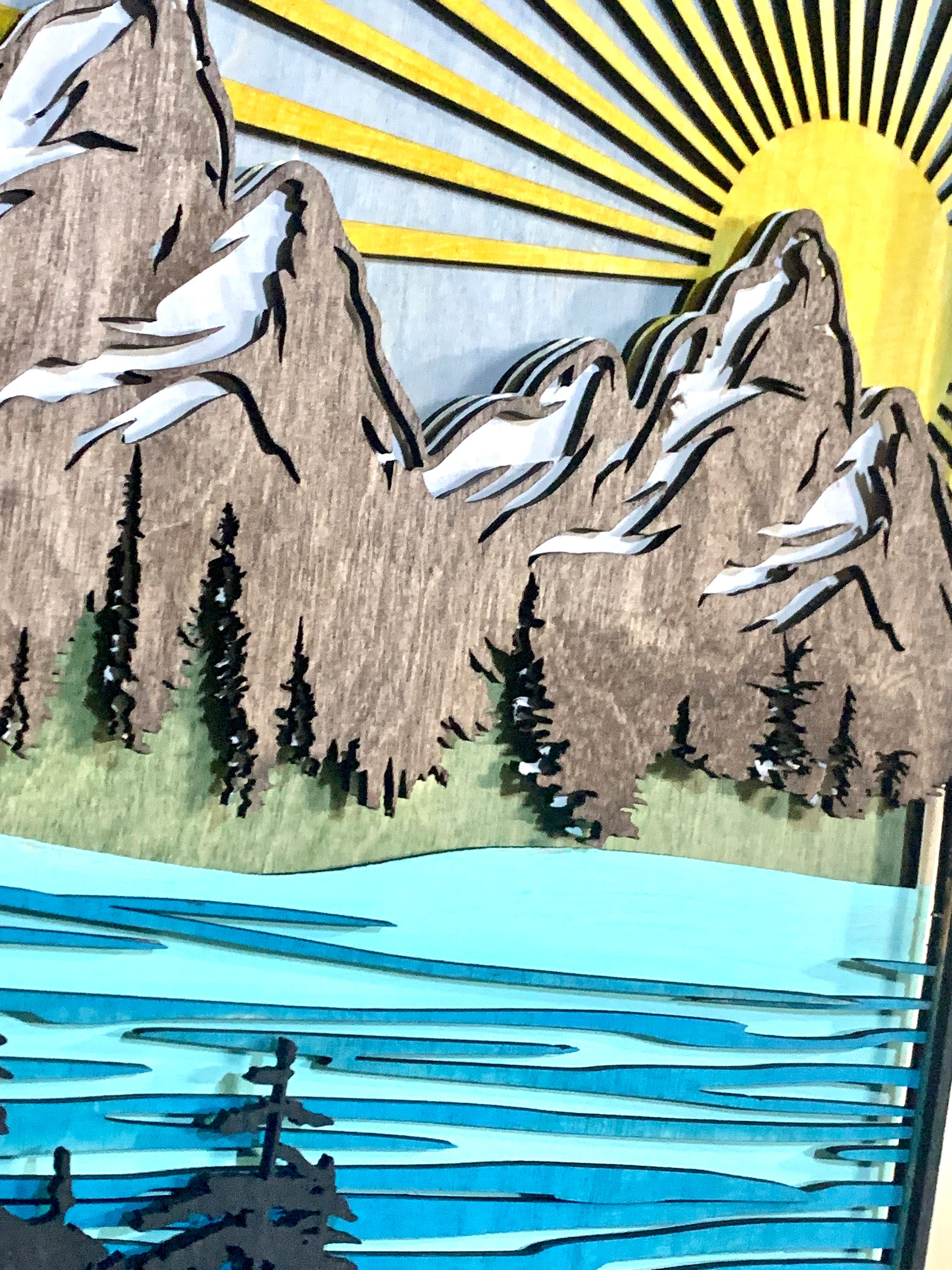 Multilayered Mountains Lake Pine Trees Laser Cut File, Multilayered ...