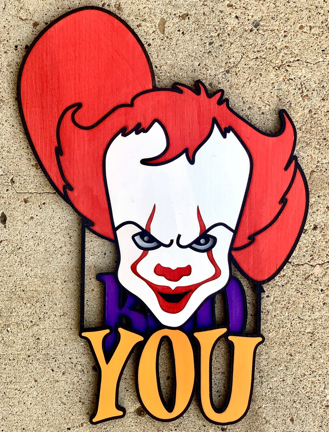 Scary Clown Boo You Sign Door Hanger SVG Laser Ready File Boo Halloween ...