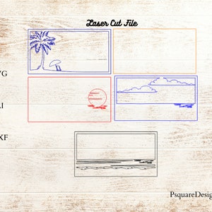Multilayered Laser Cut File Beach 2 Files in One Pack Beach Sunset Palm ...