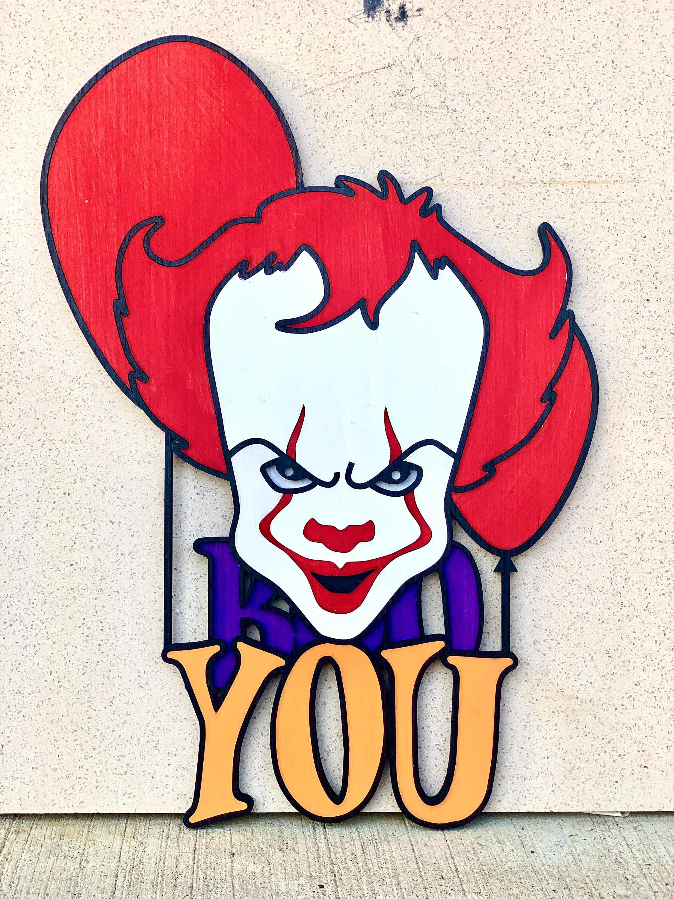 Scary Clown Boo You Sign Door Hanger SVG Laser Ready File Boo Halloween ...