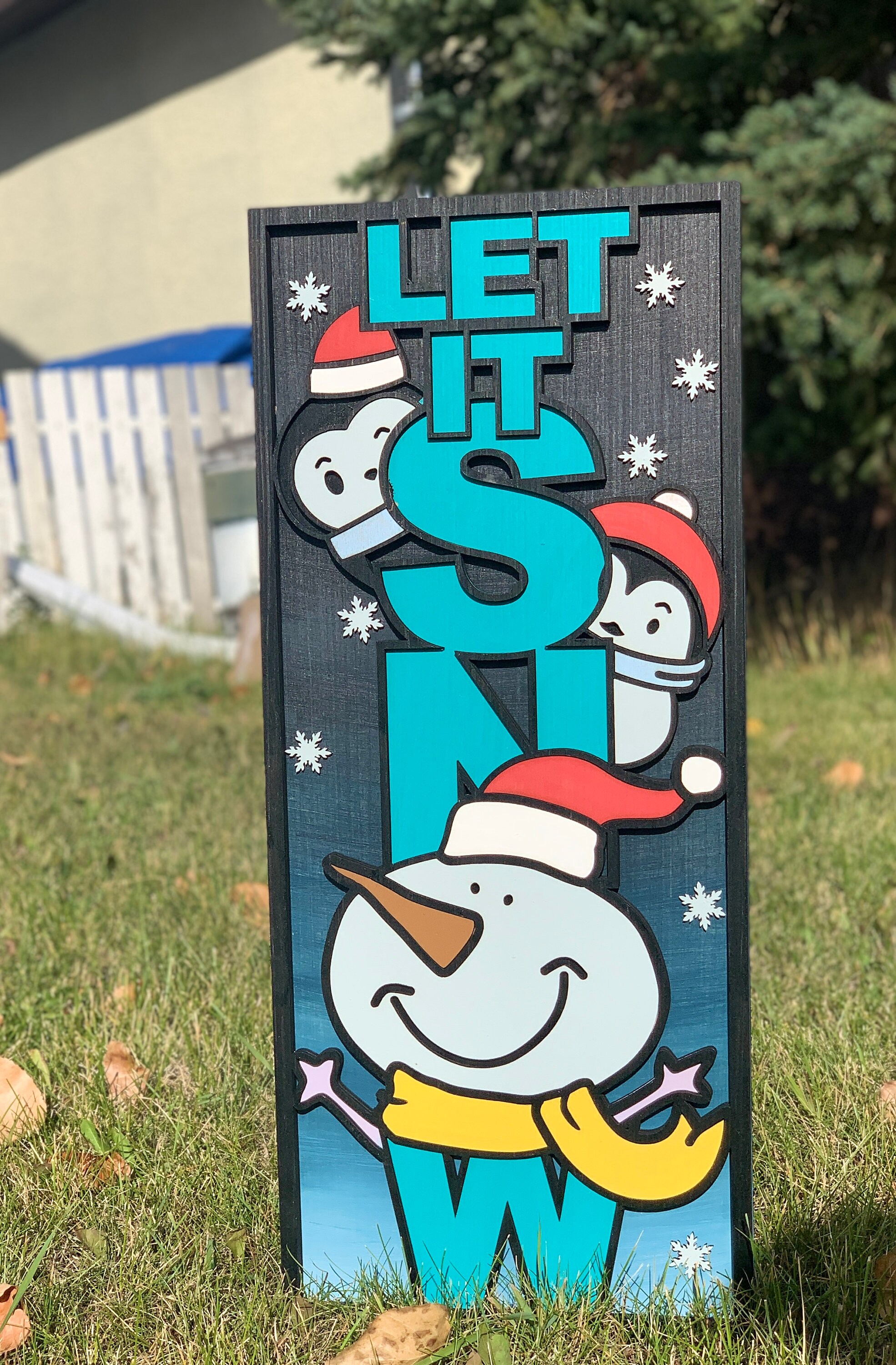 Christmas Snowman Porch Leaner Porch Sign Laser Cut File With Snowman ...