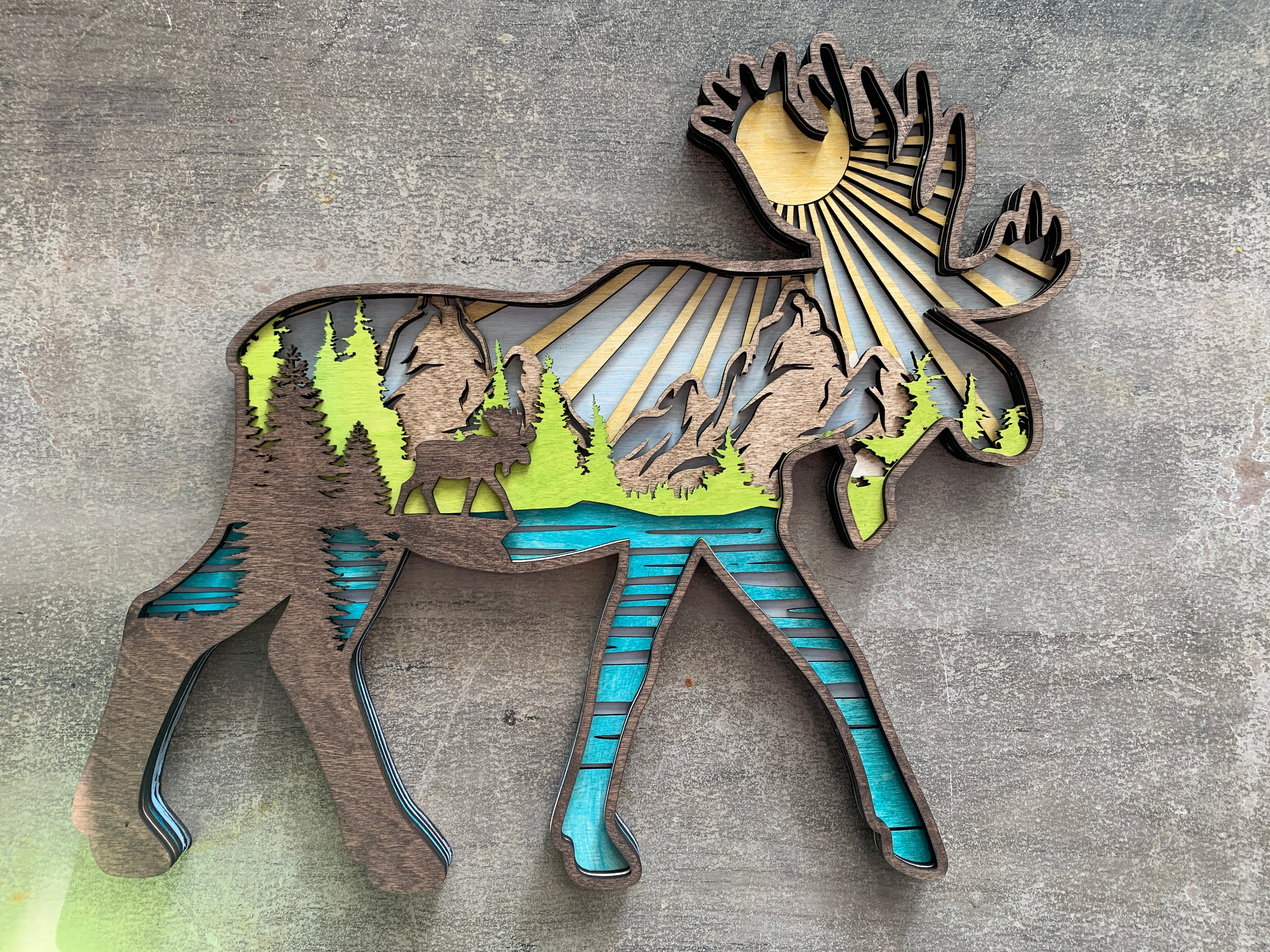 Multilayered Moose Decor Cabin Moose Decor Rustic Multilayered Moose ...