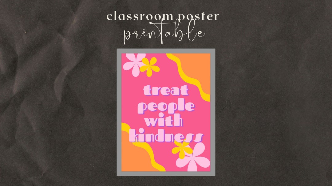 Pink 70s Treat People With Kindness Poster - Etsy