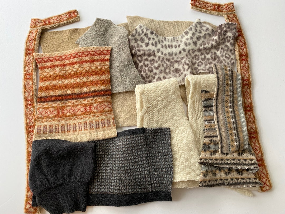 Felted Wool Sweater Scraps, 1 Pound of Felted Wool Pieces, Wool ...