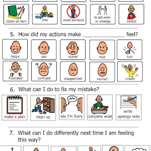 Boardmaker Social Emotional Behavioral Self Reflection Form/think Sheet ...