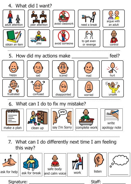 Boardmaker Social Emotional Behavioral Self Reflection Form/think Sheet ...