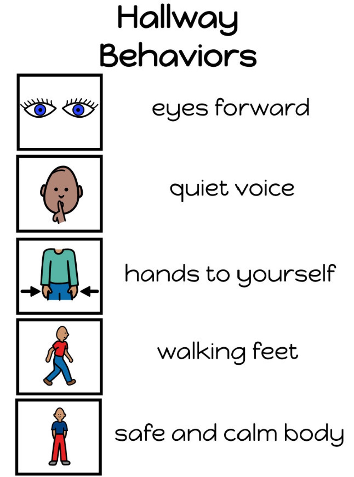 Boardmaker Hallway Behavior Poster PEC Visual - Etsy