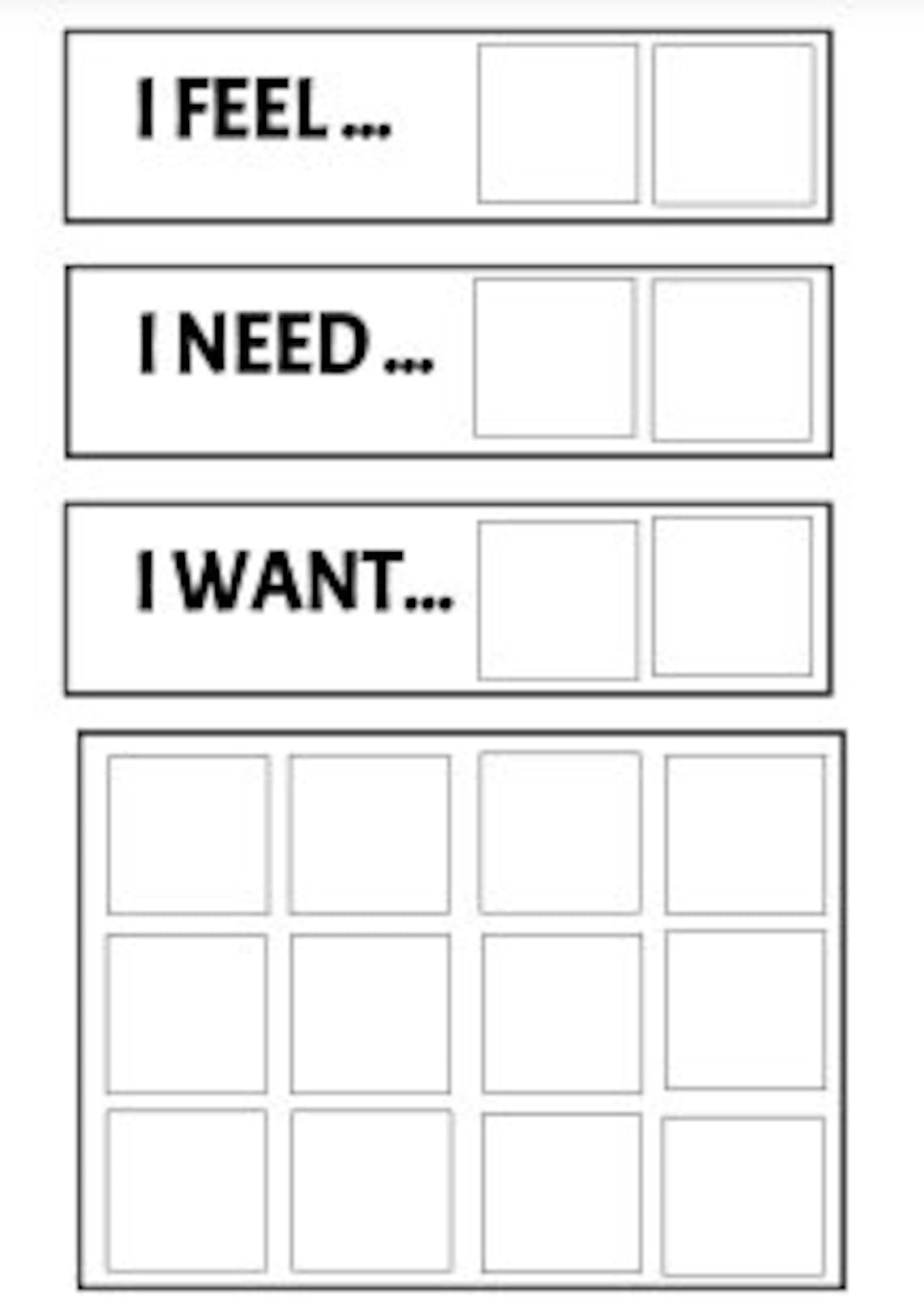 Boardmaker I Feel, I Need, I Want Card/create Your Own PEC Visual - Etsy