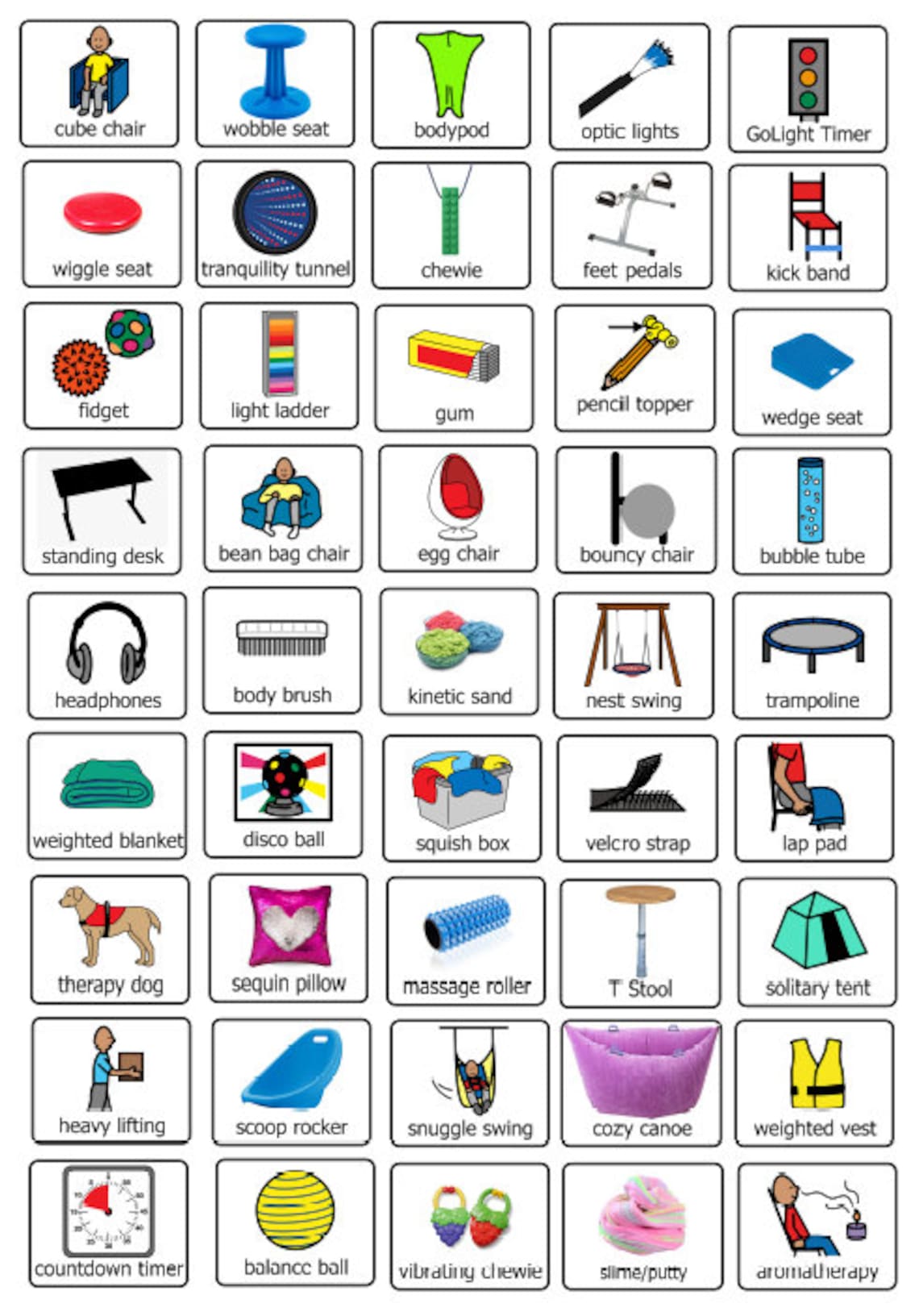 Boardmaker Sensory Break/create Your Own Sensory Card PEC Visual - Etsy