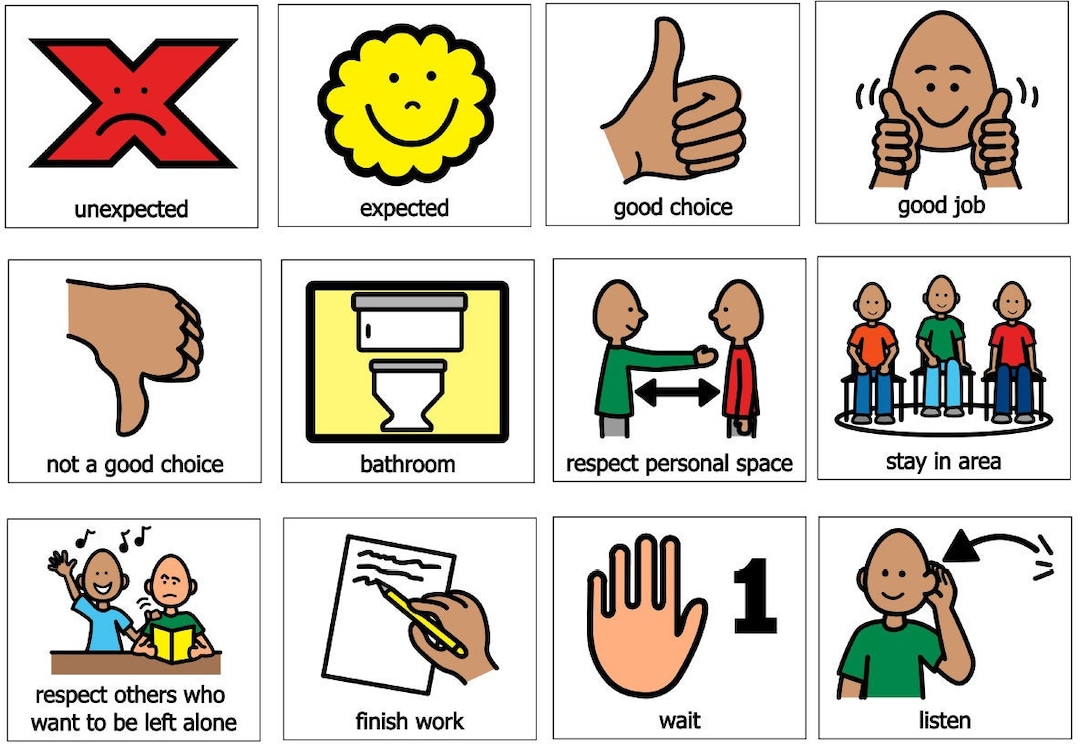 Boardmaker Visual Communcation Lanyard/bracelet Cards - Etsy