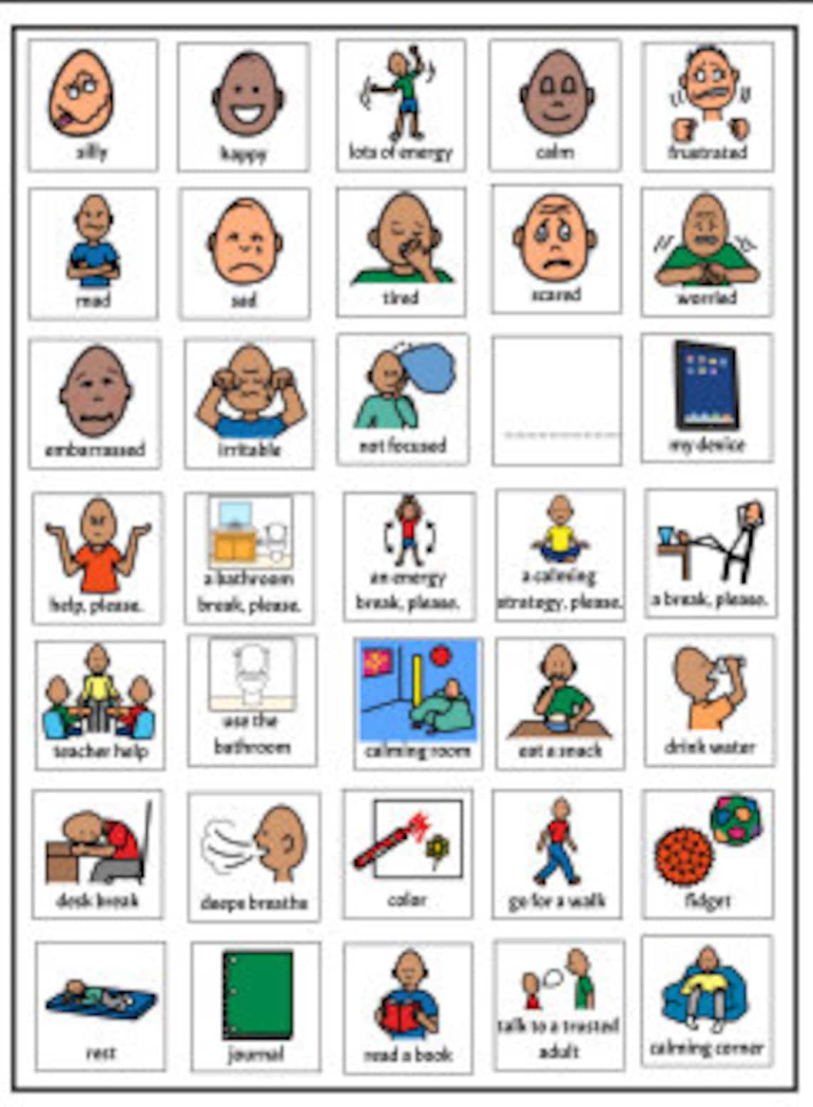 Boardmaker I Feel, I Need, I Want Card/create Your Own PEC Visual - Etsy