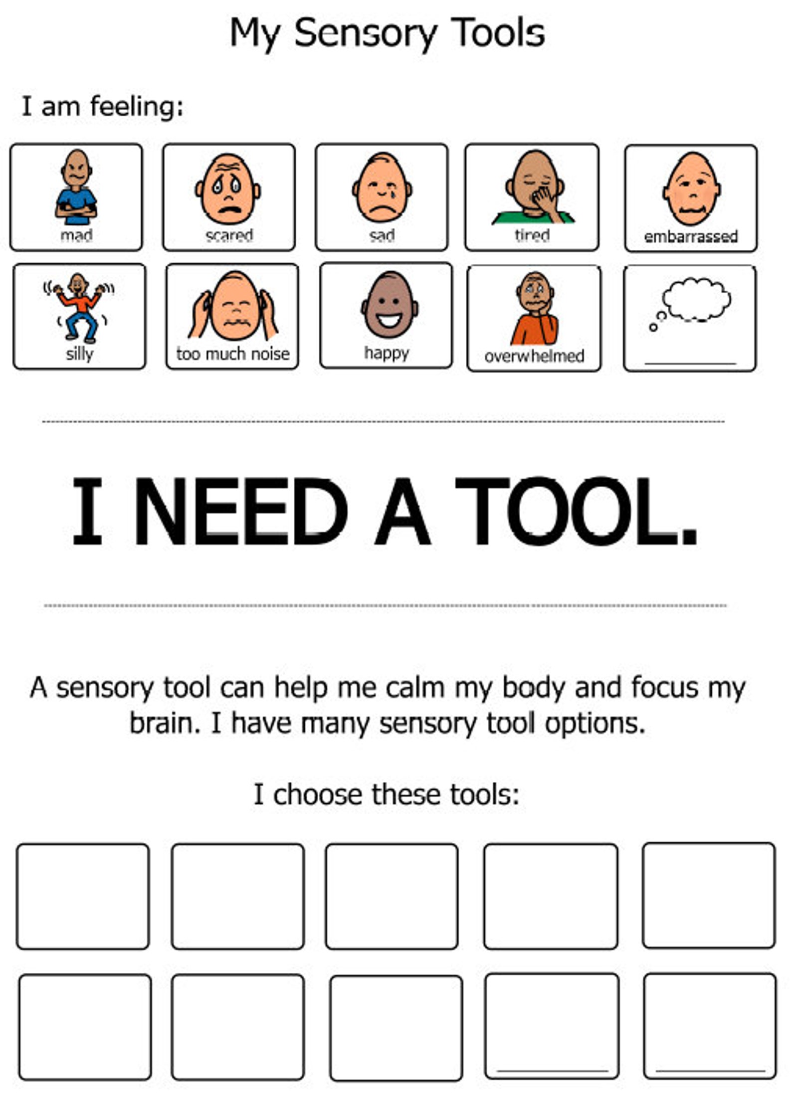 Boardmaker Sensory Break/create Your Own Sensory Card PEC Visual - Etsy