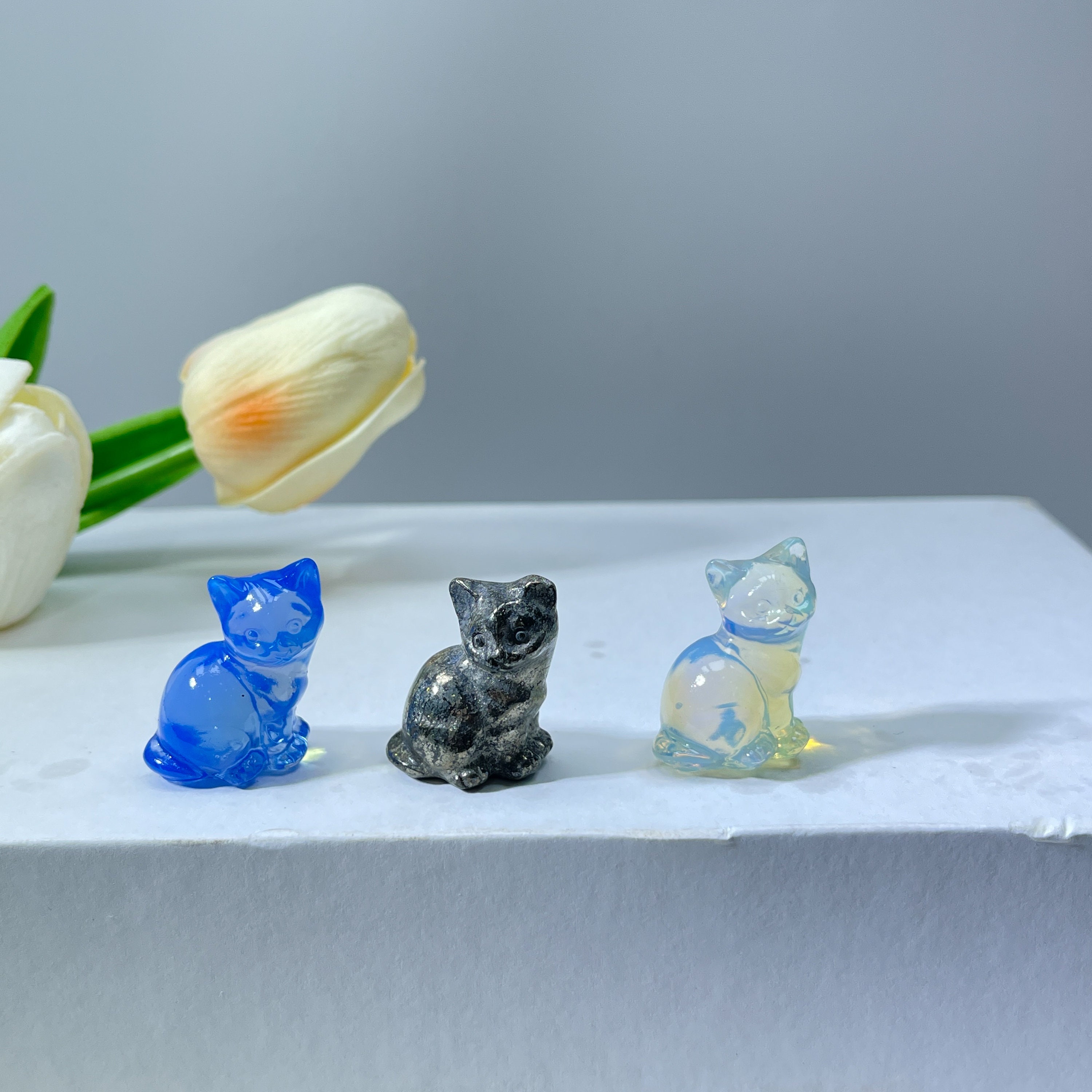 1.2'' Crystal Cat Mini Cat Carvings Cute Cat Statue - Etsy