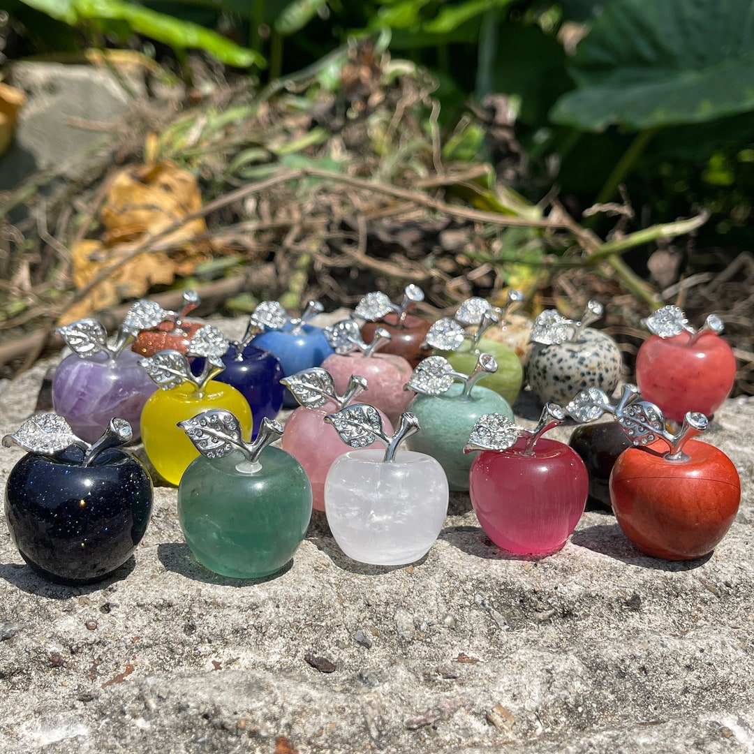 Handmade Crystal Apple, Small Gemstone Apple, Crystal Carvings, Crystal ...