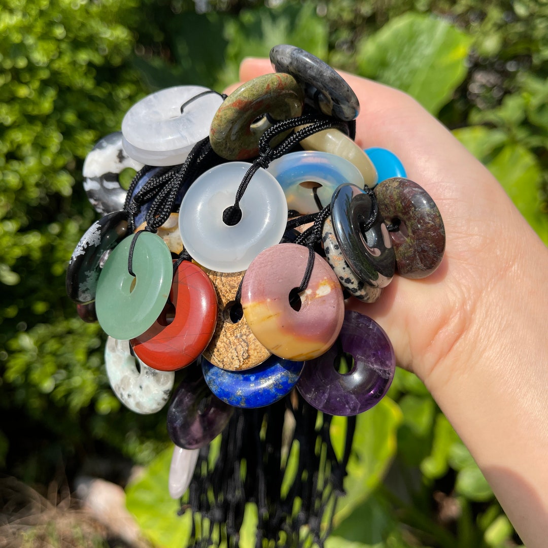 Crystal Donut Necklace, Circle Crystal Necklace, Gemstone Donut ...