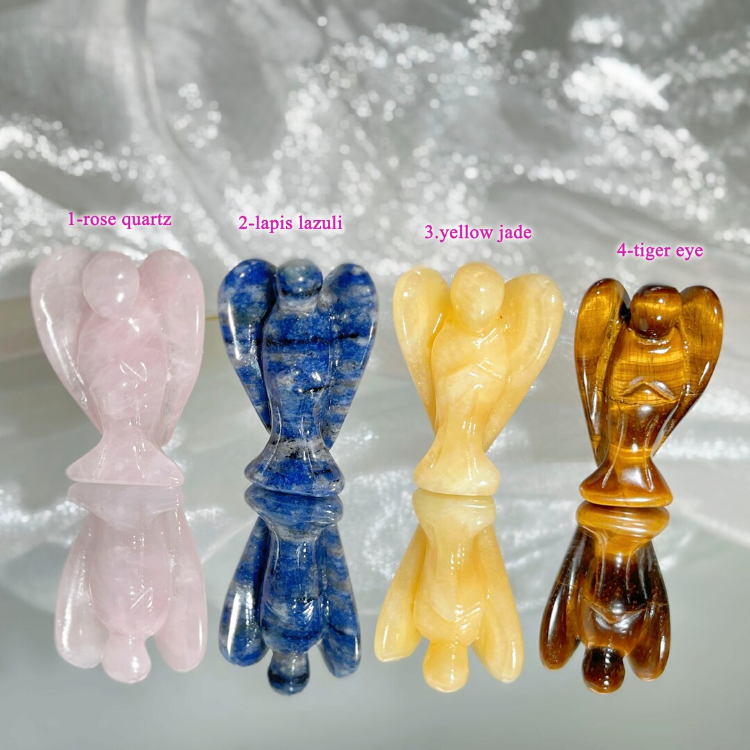 1.5'' Crystal Angel Statue, Small Crystal Carvings, Natural Stone Angel ...