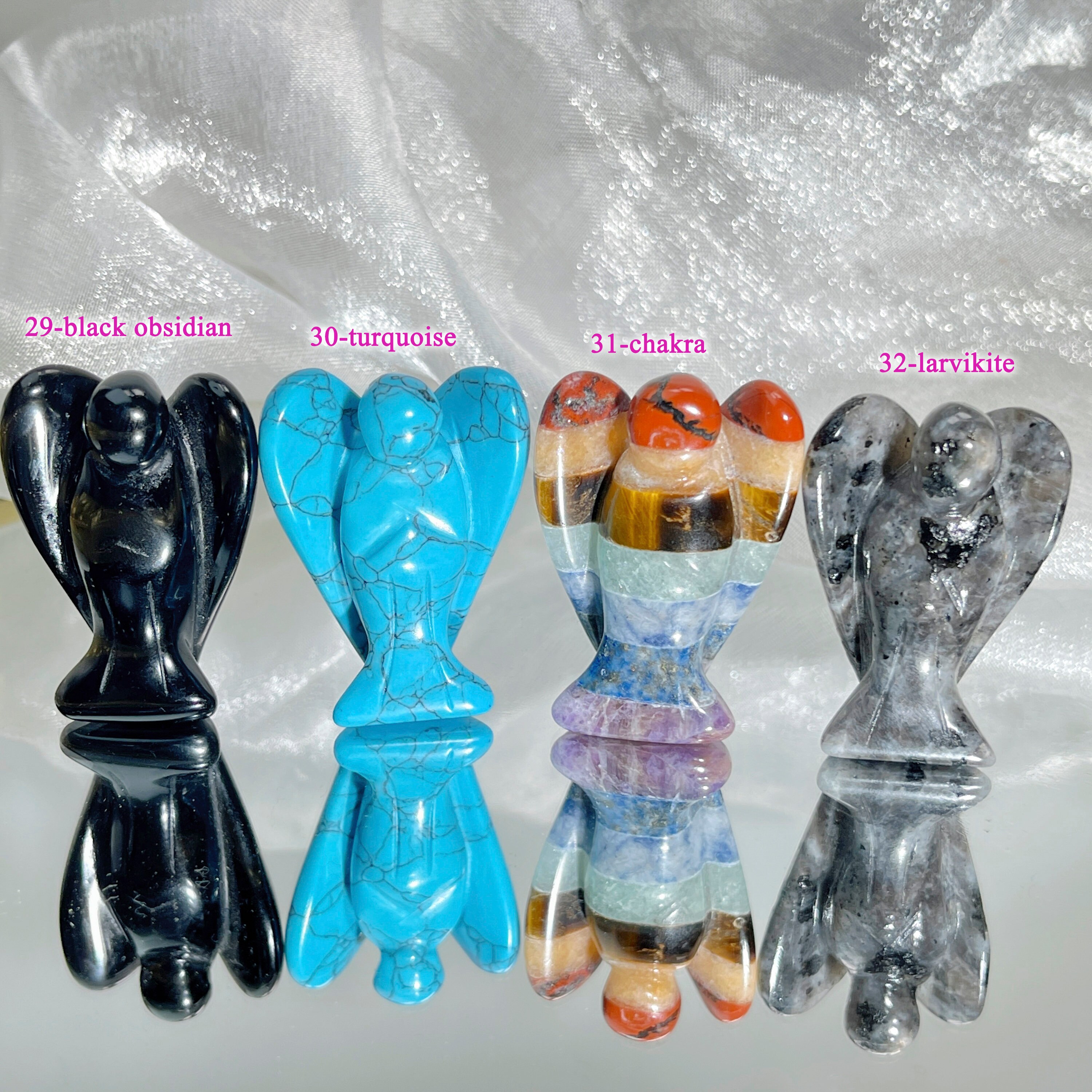 1.5'' Crystal Angel Statue, Small Crystal Carvings, Natural Stone Angel ...