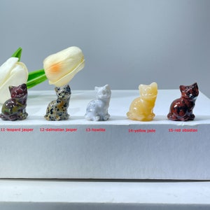 1.2'' Crystal Cat, Mini Cat Carvings, Cute Cat Statue, Gemstone Cat ...