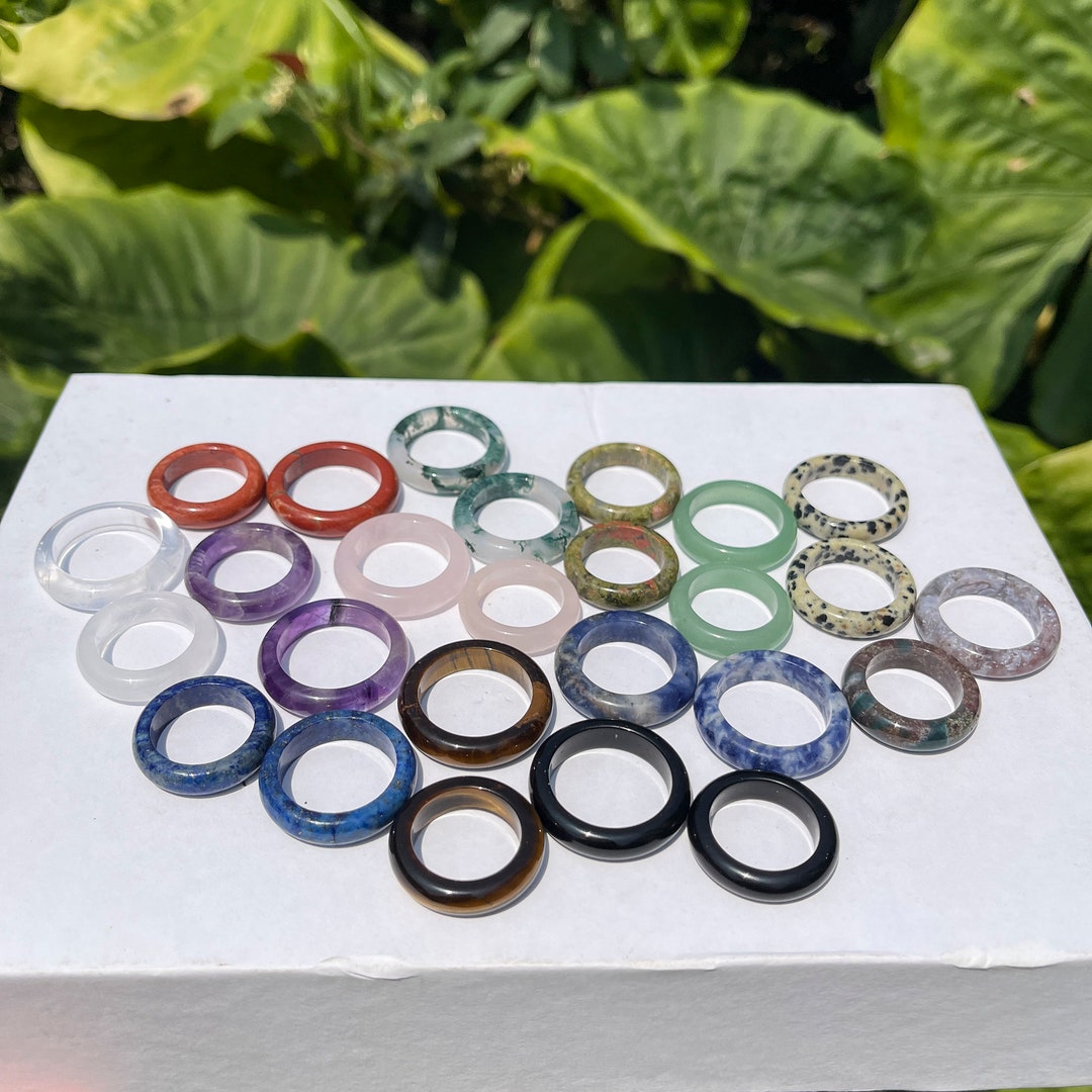 Natural Crystal Band Ring, Gemstone Band Ring for Men and Women ...
