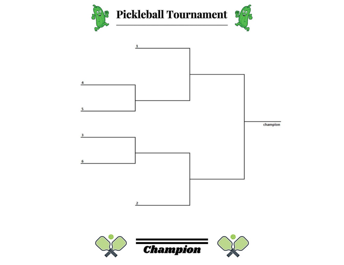 6 Team Pickleball Tournament Bracket, Printable Sports Bracket (PDF) - Etsy