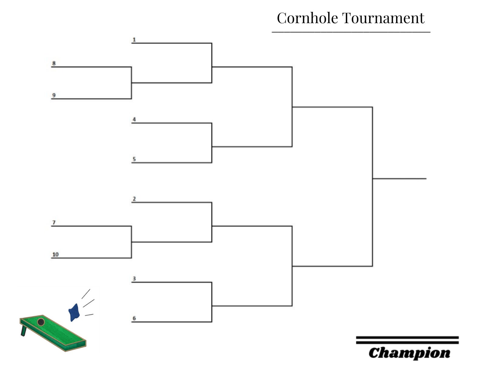 Cornhole Bracket, Sports Bracket, 4 Printable Sports Brackets, 32, 16 ...