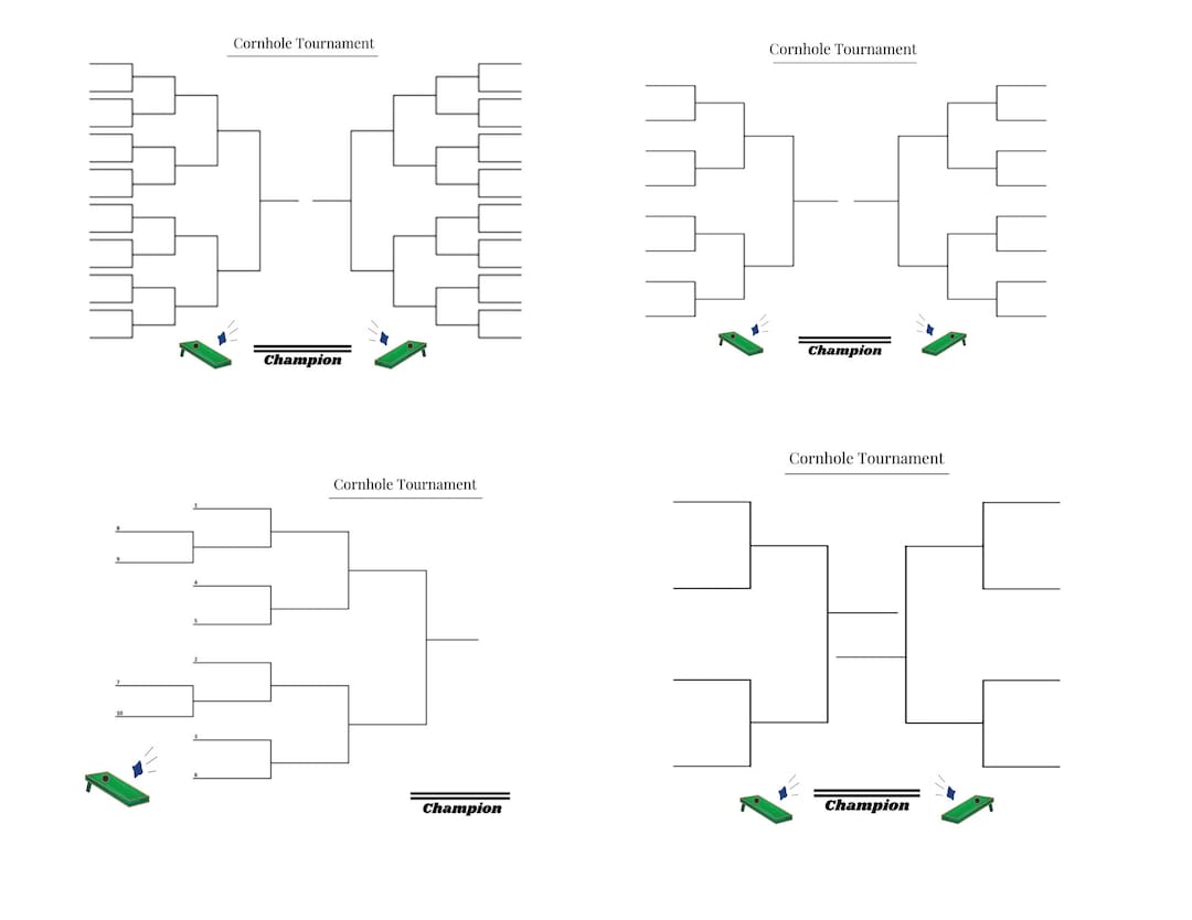 Cornhole Bracket, Sports Bracket, 4 Printable Sports Brackets, 32, 16 ...