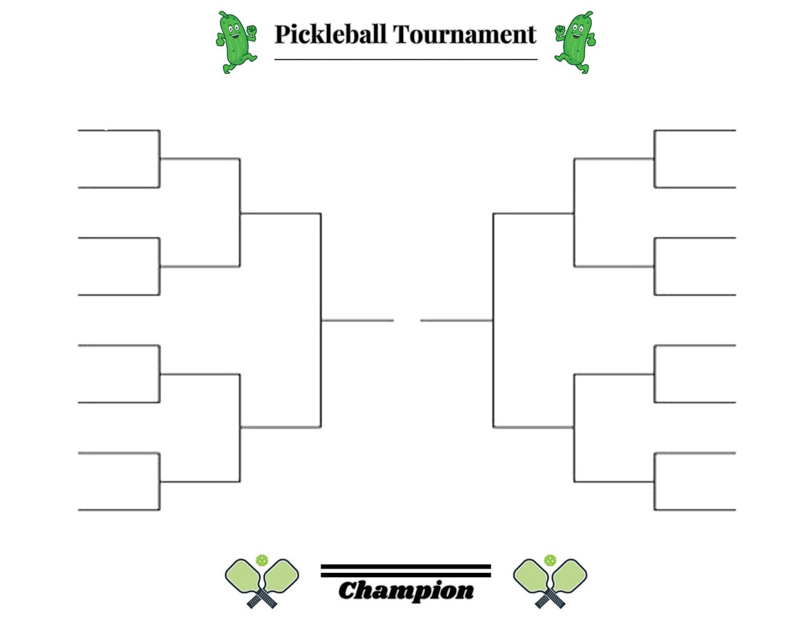 16 Team Printable Pickleball Tournament Bracket (PDF) - Etsy