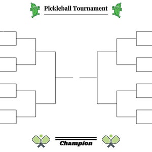 16 Team Pickleball Tournament Bracket, Sports Bracket, Printable Sports Brackets, Printable ...
