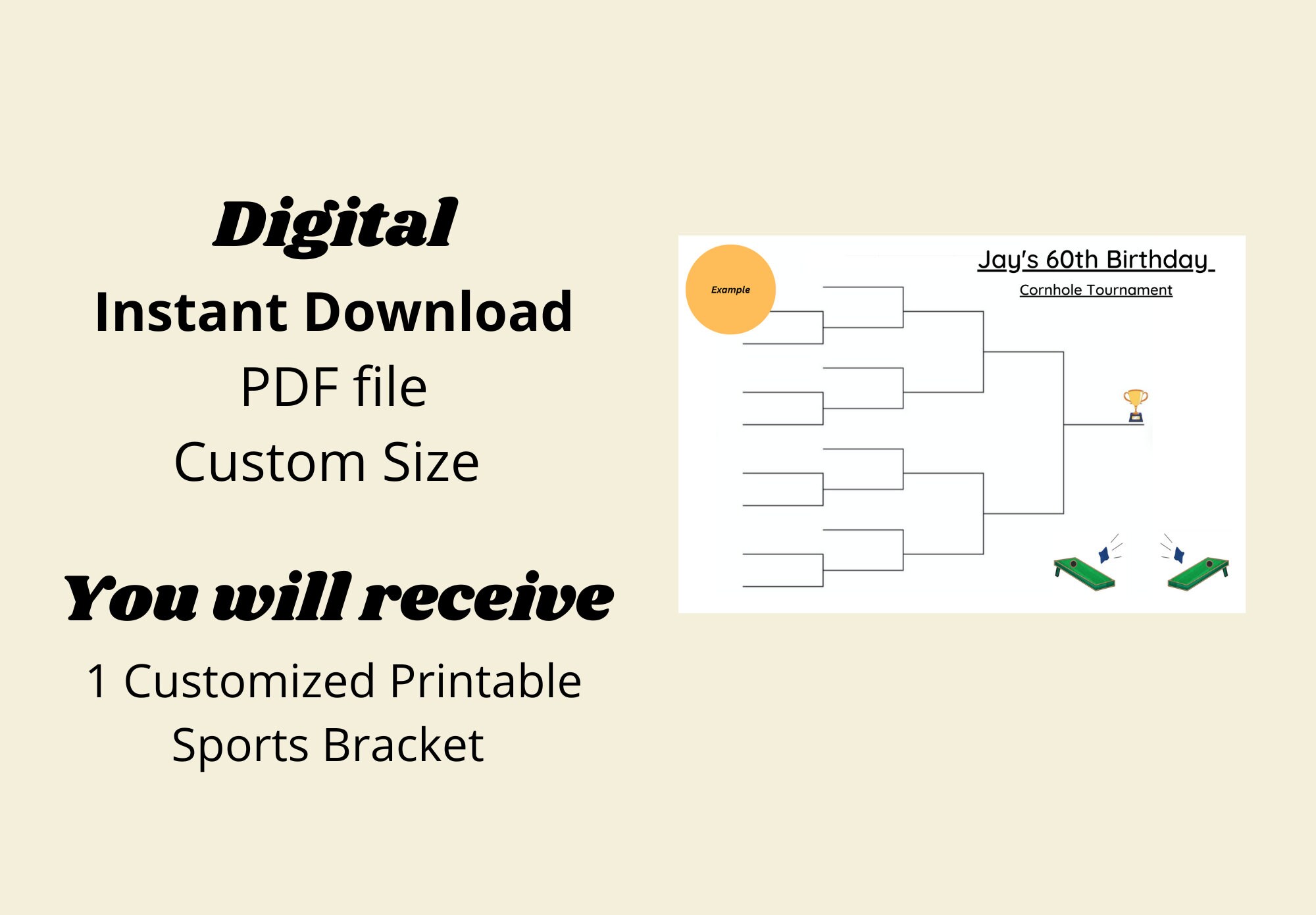 Customizable Tournament Bracket, Sports, Cornhole, Basketball (PDF) - Etsy