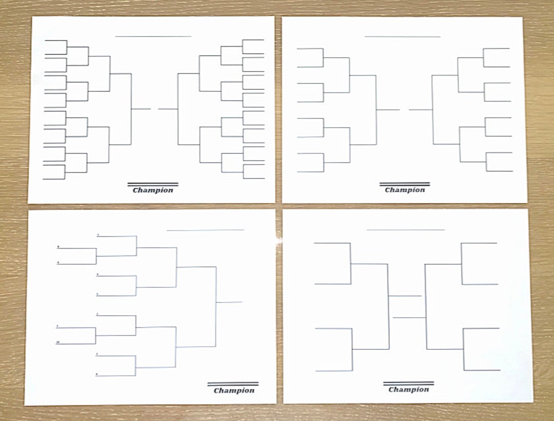 Tournament Bracket, Sports Bracket, 4 Printable Sports Brackets, 32, 16 ...