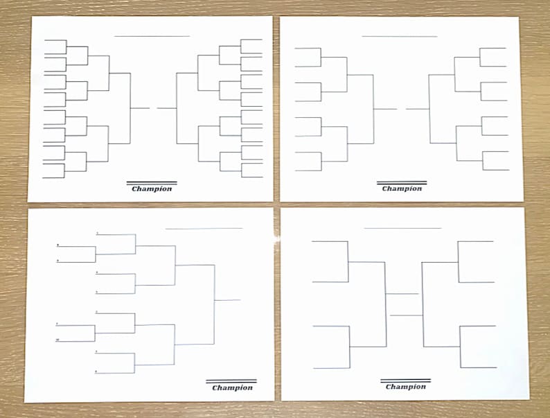 Tournament Bracket, Sports Bracket, 4 Printable Sports Brackets, 32, 16 ...
