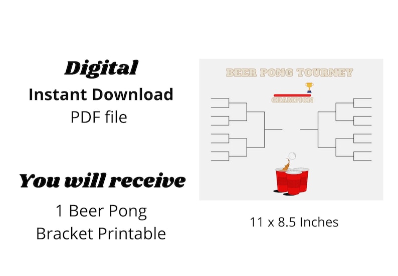16 Team Beer Pong Tournament Bracket, Instant Download, Printable ...