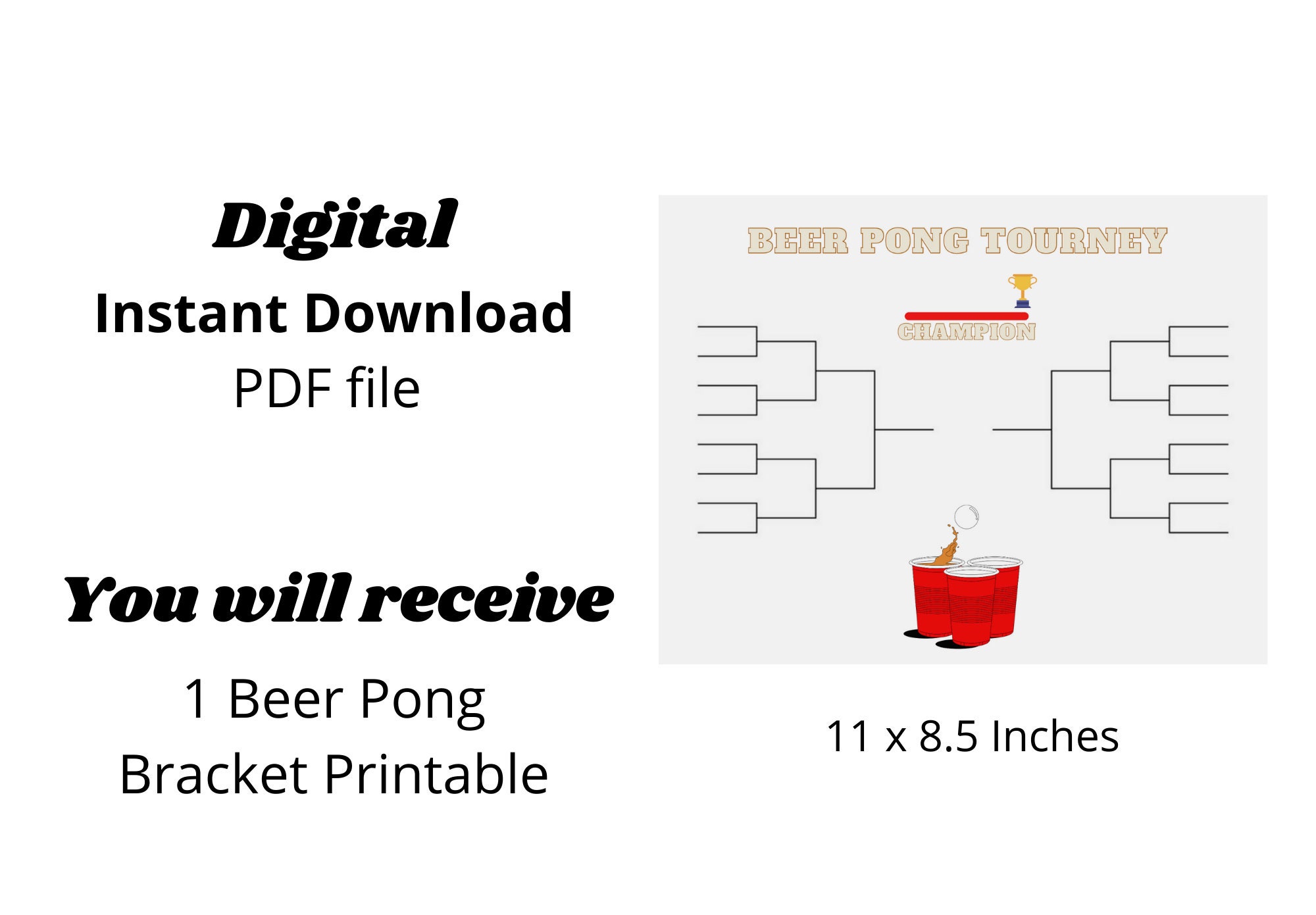 16 Team Beer Pong Tournament Bracket, Instant Download, Printable ...